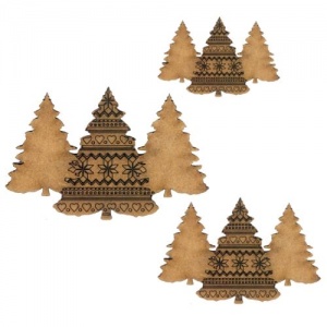 Fir Tree Trio with Christmas Pattern MDF Wood Shape